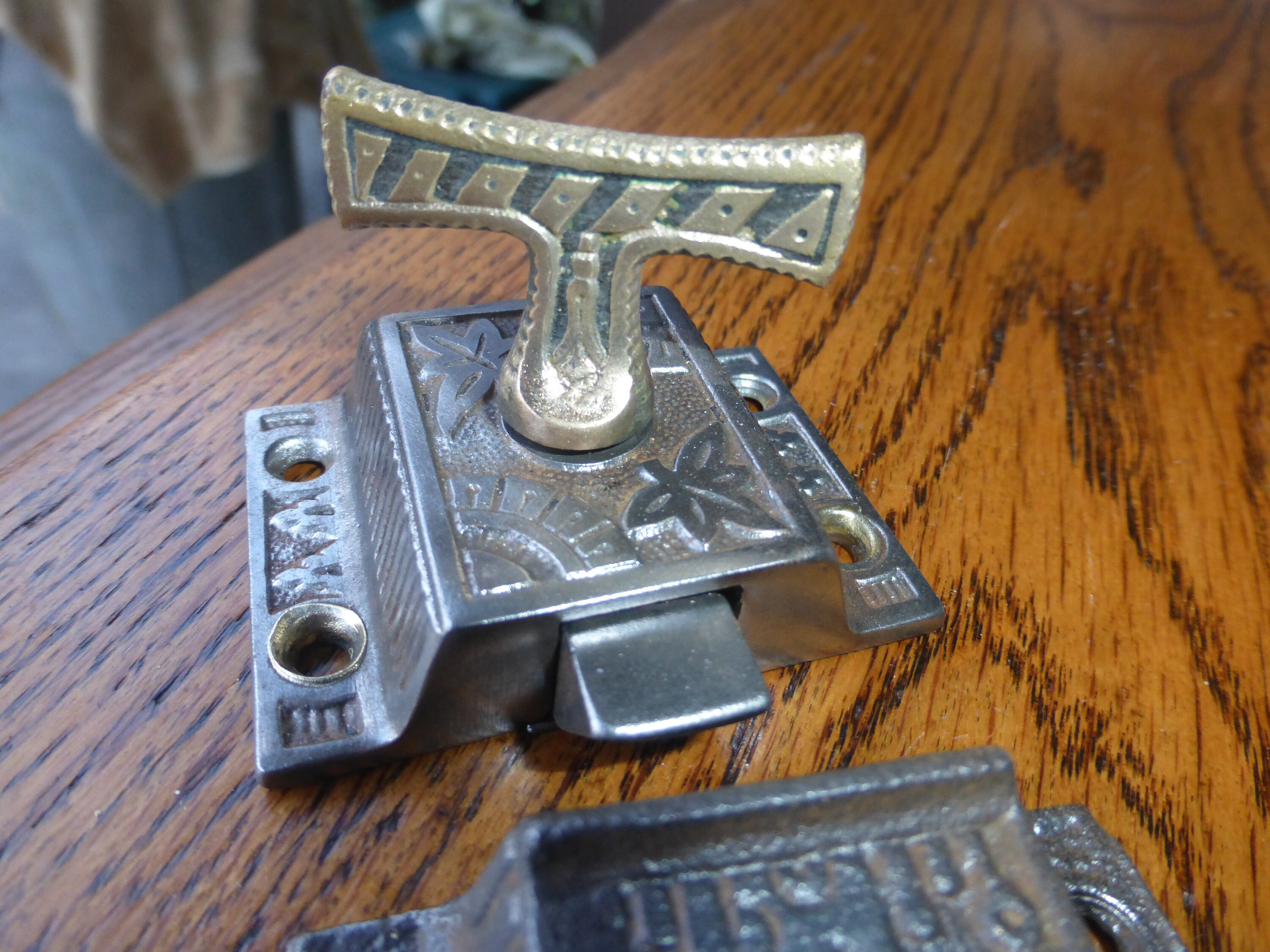 Vintage Antique Iron Brass Cabinet Lock and Keeper 21922 DM - Etsy