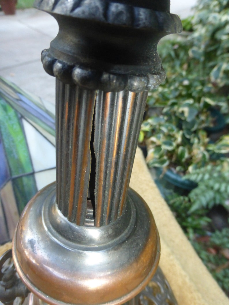 Vintage Antique Stained Glass gas Lamp 101022 D - Etsy