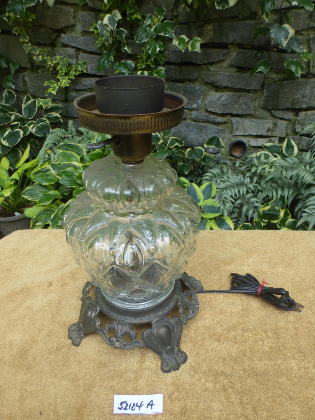 Vintage Antique Lamp Base and Glass Body Parts 52124 A - Etsy