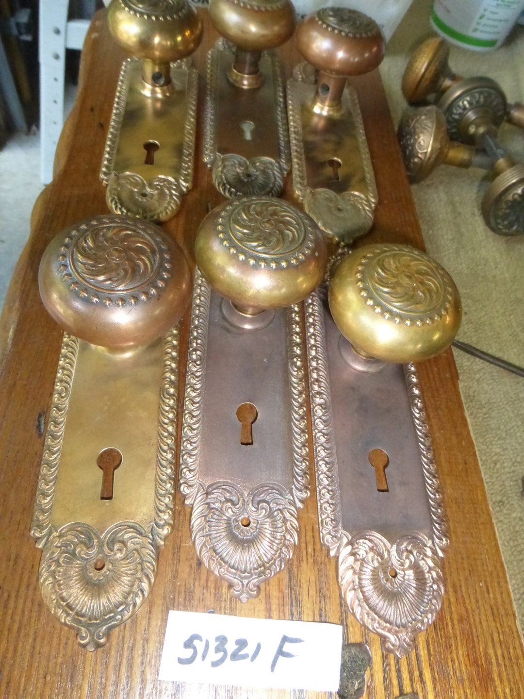 Vintage Antique Cast Brass 12 Pc Victorian Door Hardware Set 51321 F - Etsy