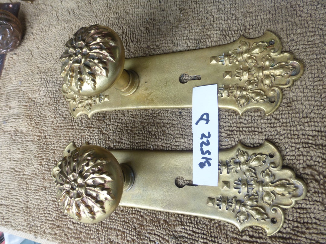 Vintage Antique 4 Pc Cast Brass Door Hardware Set 31522 D - Etsy