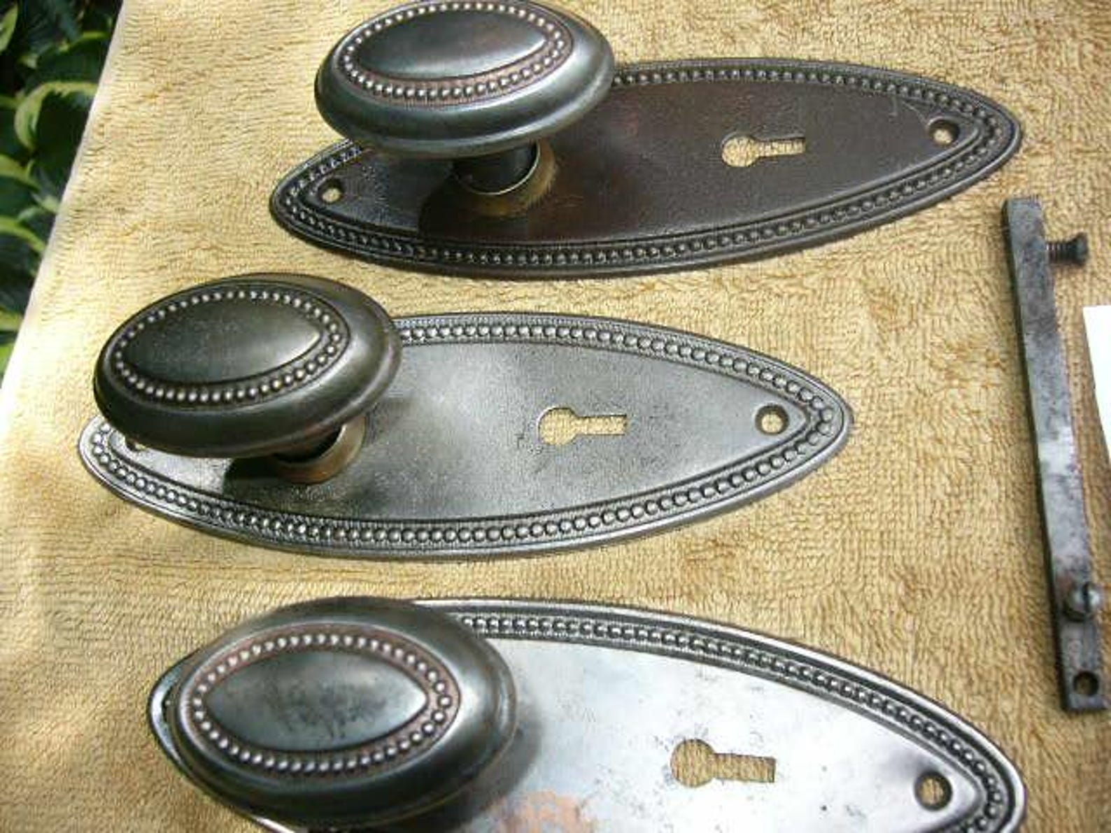 Vintage Antique 6 Pc Beaded Oval Door Hardware Set 61824 C - Etsy