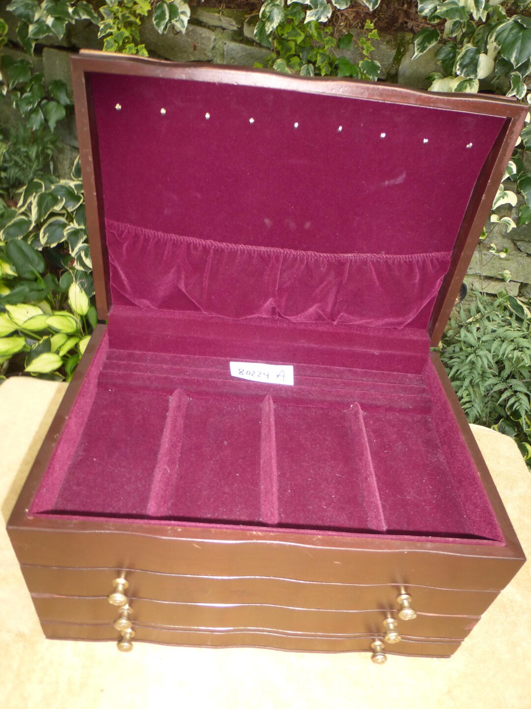 Vintage Antique LG 3 Drawer Mahogany Jewelry Box Chest 80224 A - Etsy