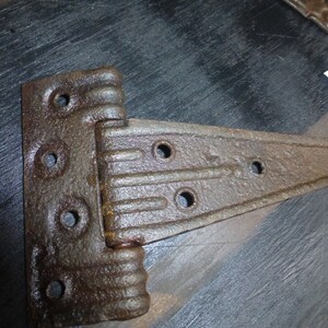 THREE Vintage Antique Ornate Barrel Rustic Iron Barn Farm Hinges 112023 ...