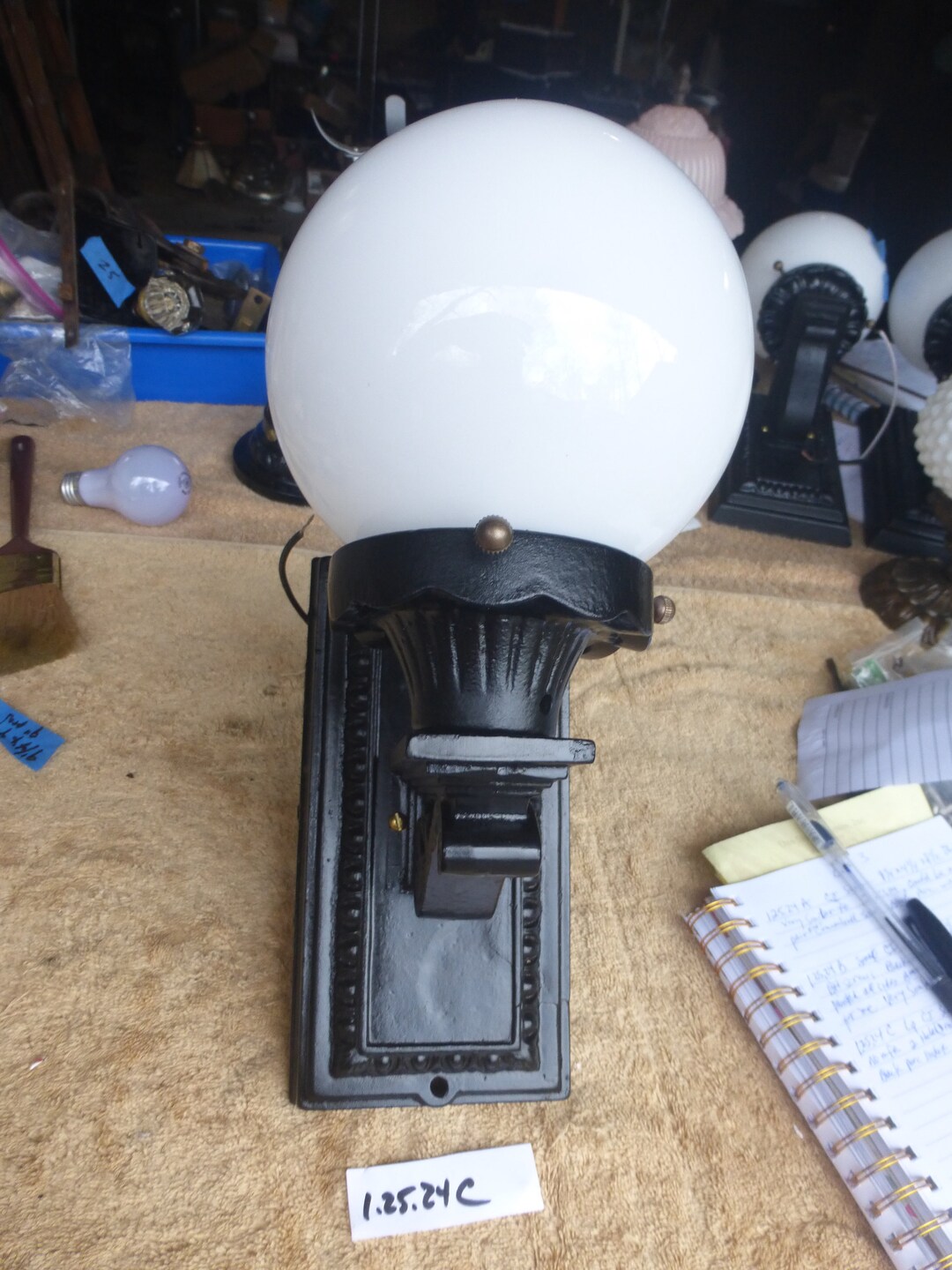 Vintage Antique LG Cast Iron Wall Sconce Porch Light Gothic Mission 1. ...