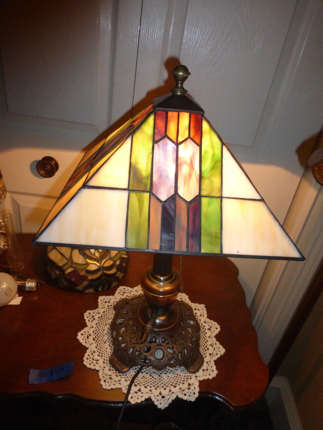 Vintage Antique Stained Glass "gas" Lamp 101022 D - Etsy