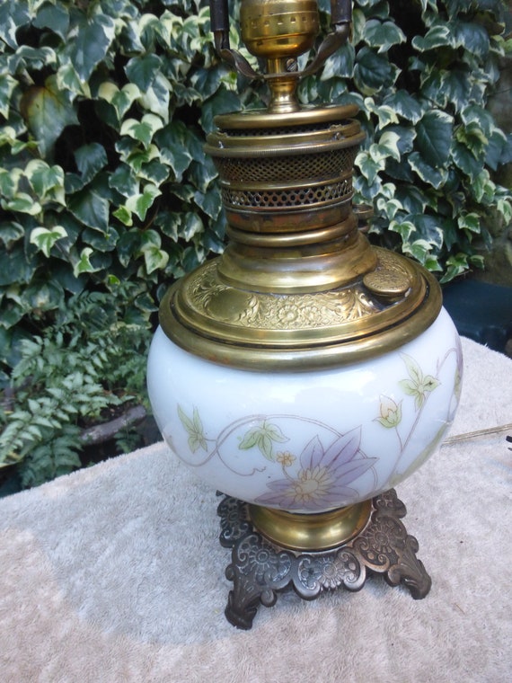 Vintage Antique Miller Lamp Co Milk Glass Table Parlor Lamp - Etsy