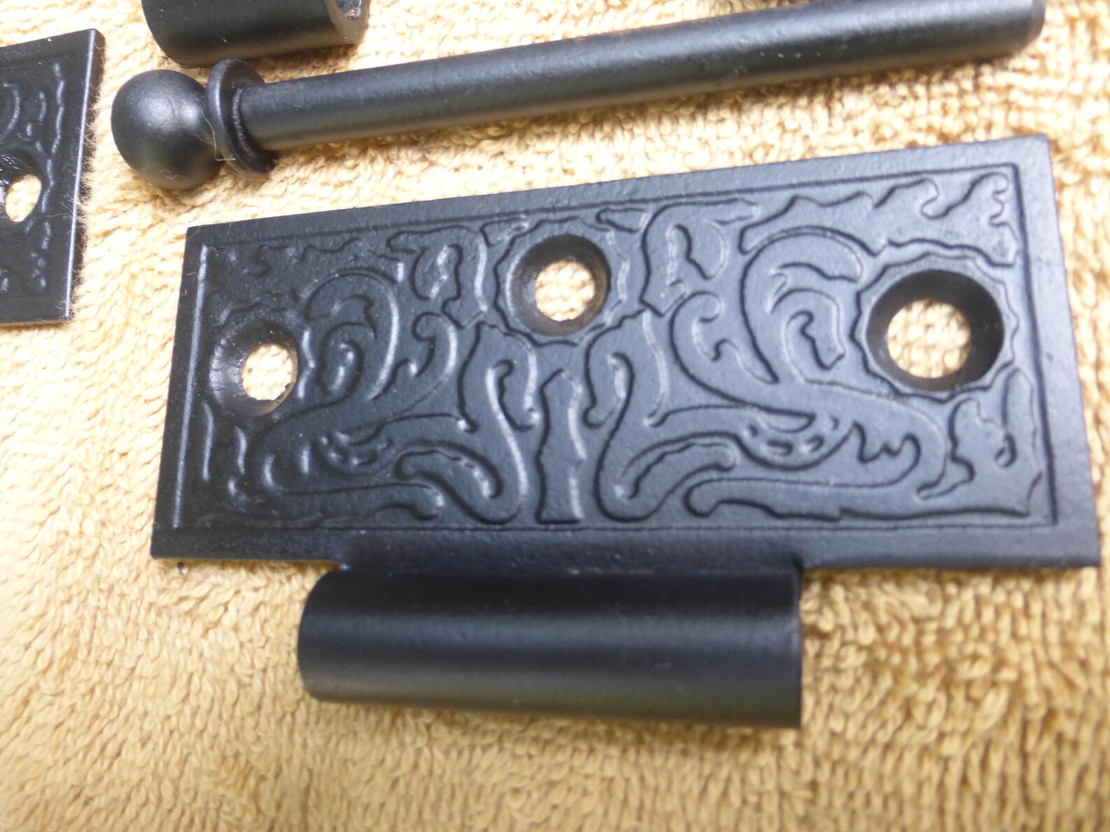 3 Vintage Antique 3.5x3.5 Cast Iron Victorian Cannonball Tip Hinges ...