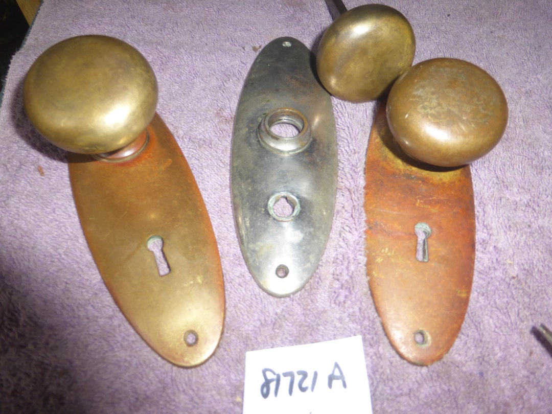 Vintage Antique 6 Pc Oval Cast Brass Hardware Set 81721 A - Etsy