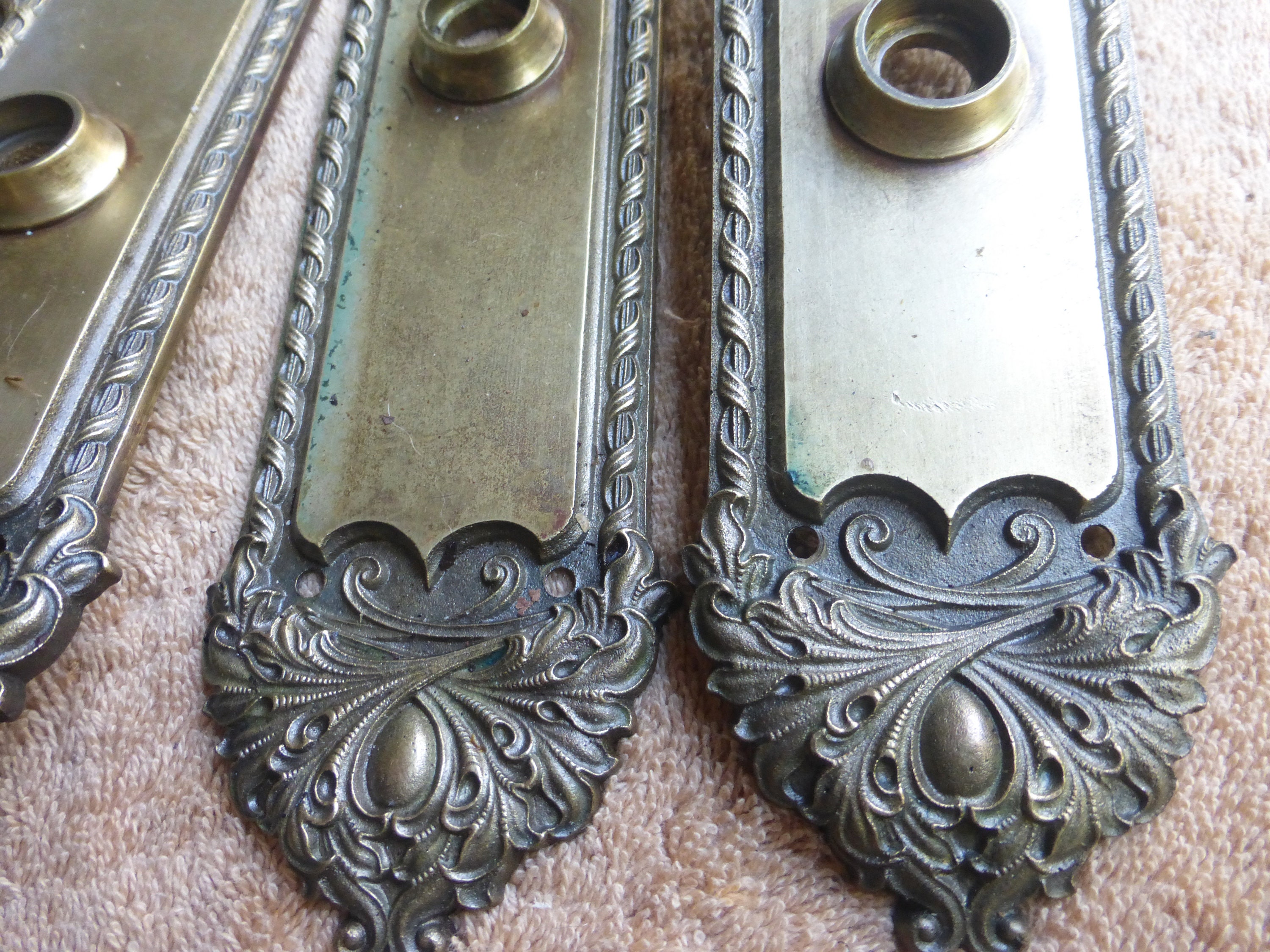 Vintage Antique 4 Pc Cast Brass Victorian Door Hardware Set - Etsy