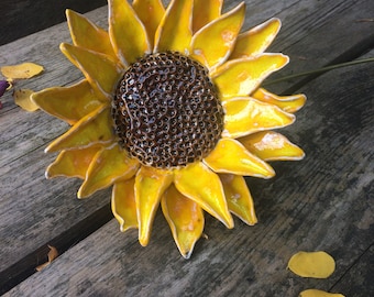 Ceramic sunflower | Etsy