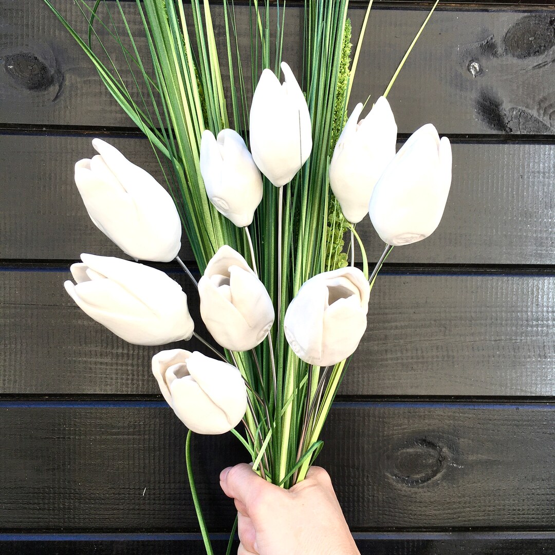 White China Tulip Flower - Valentine Forever Flowers, Stemmed Tulip for ...