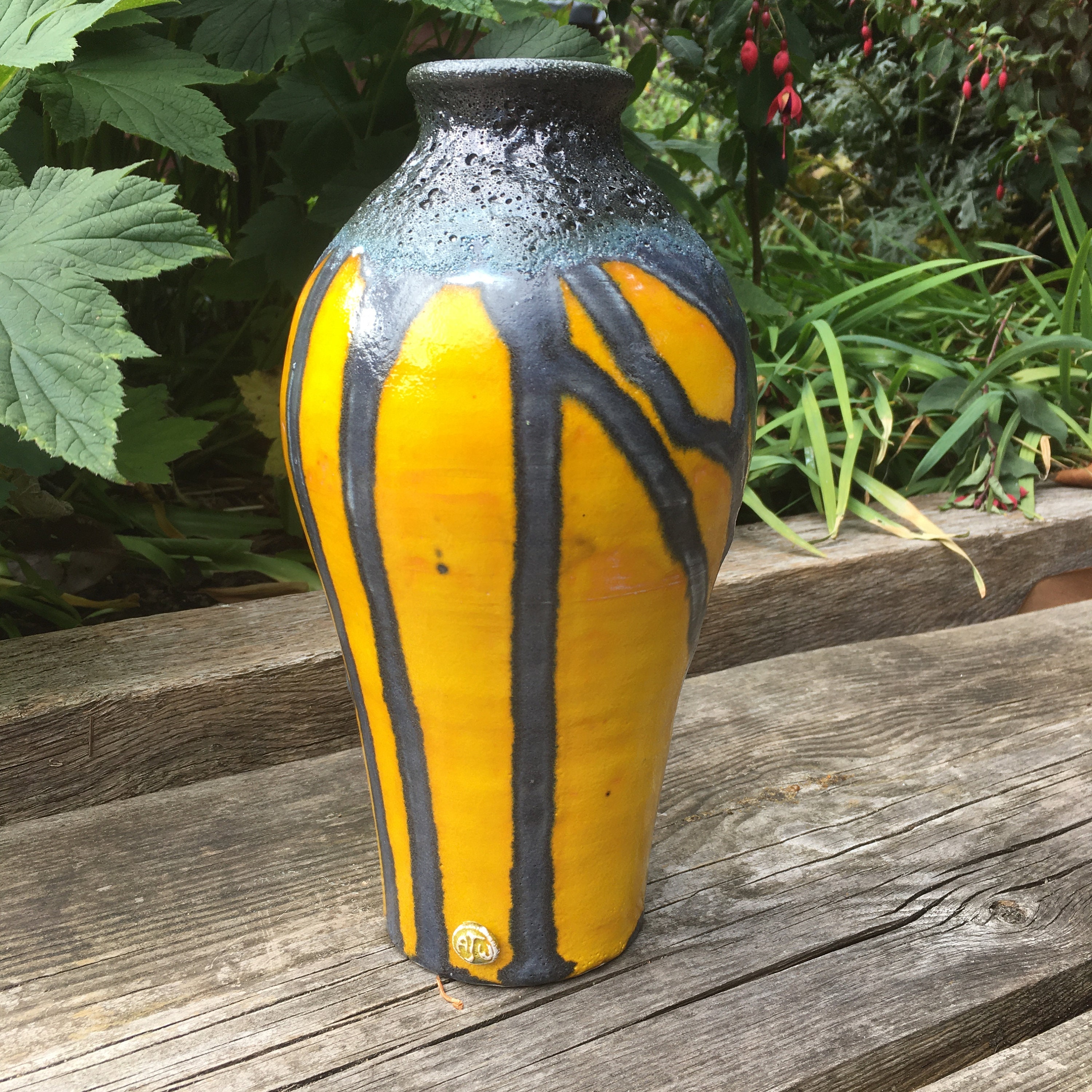 Glazed Ceramic vase urn shaped with blue marine underwater | Etsy