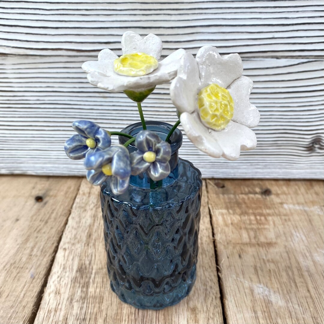 Small Spring Flower Posy - Miniature Handmade Ceramic Flowers in Pretty ...
