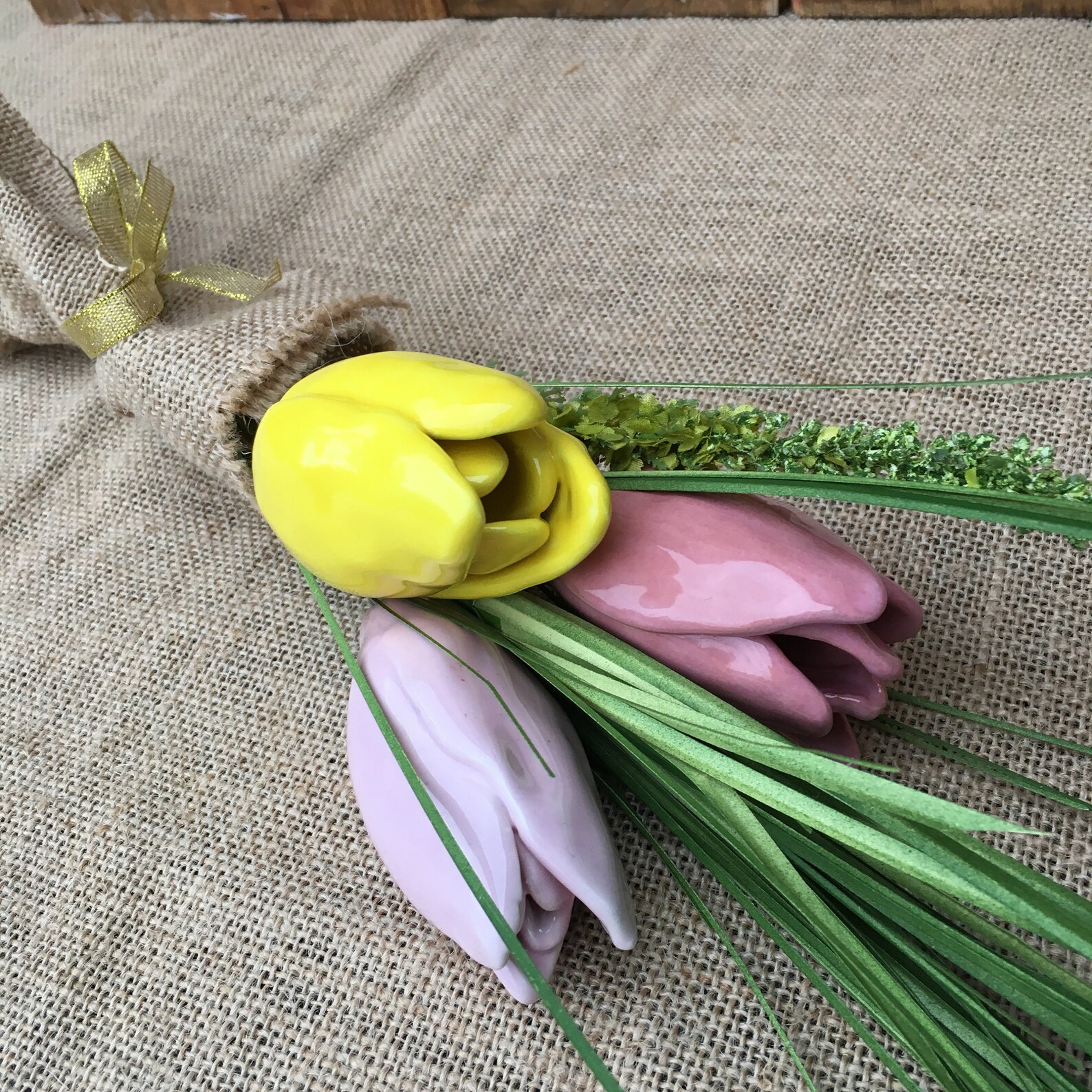 Tulip Flower Gift 3 Ceramic Tulip Bouquet With Artificial - Etsy UK