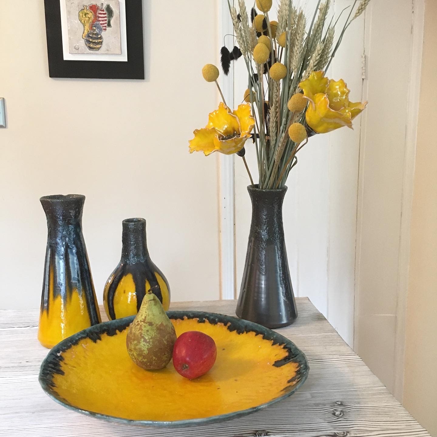 Large Yellow Ceramic Bowl Retro Mid Century Design With - Etsy UK