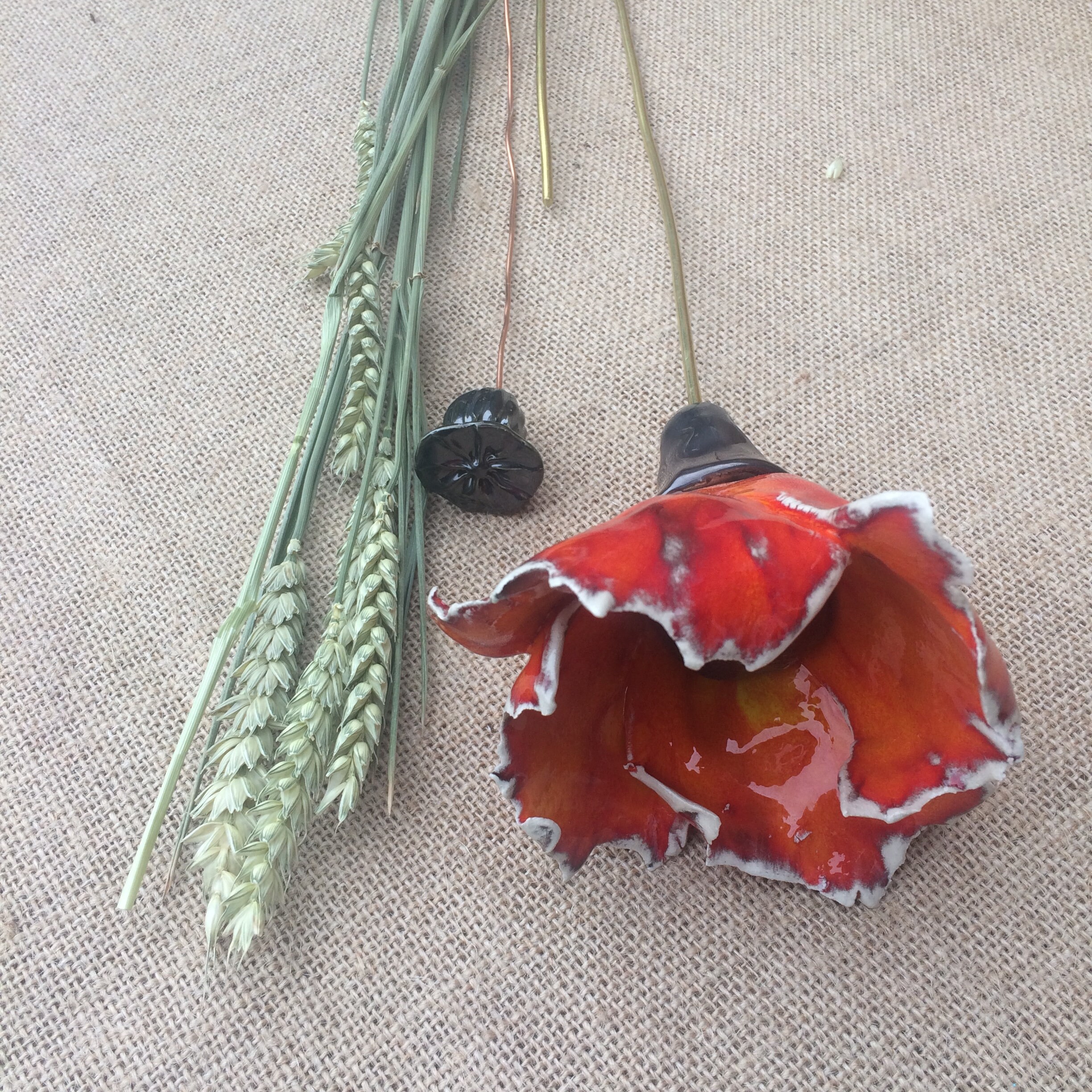 Red Poppy Ceramic Flower Arrangement in Vase, Special Forever Flower ...