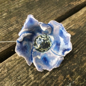 Purple Poppy Pin, Flower Brooch, Handmade Ceramic Poppy Lapel Jewellery ...
