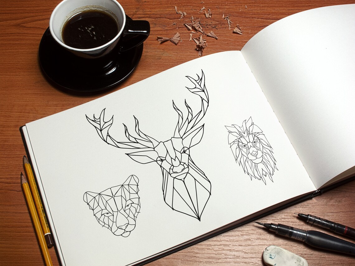 Bundle of 10 Animal Line Art Coloring Png Jpg Eps Pdf Dxf lion ...