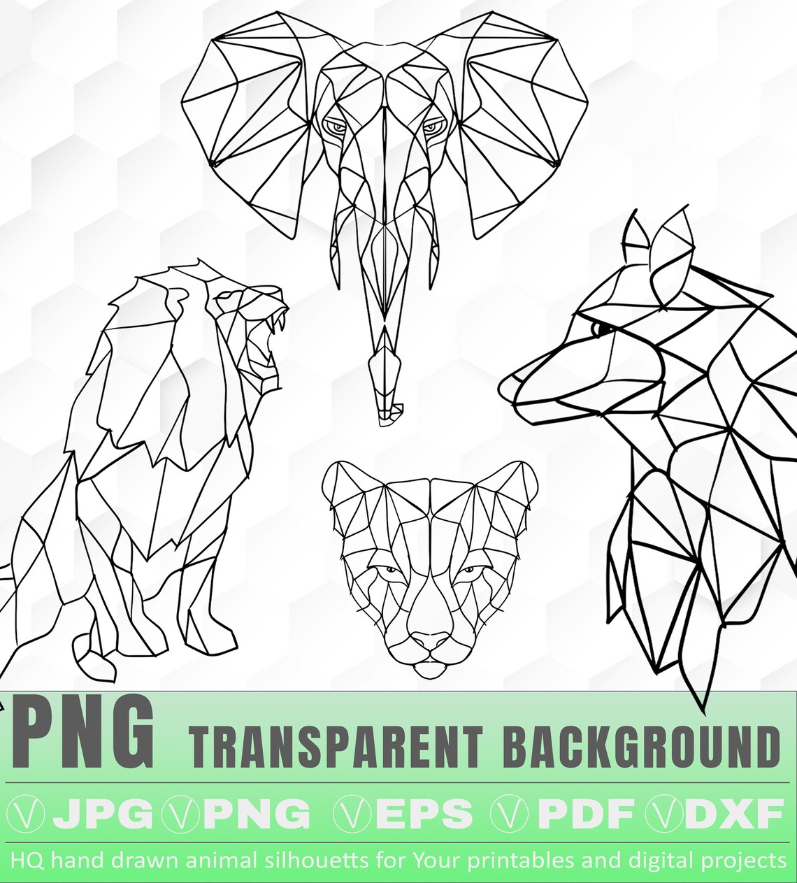 Bundle of 10 Animal Line Art Coloring Png Jpg Eps Pdf Dxf lion ...