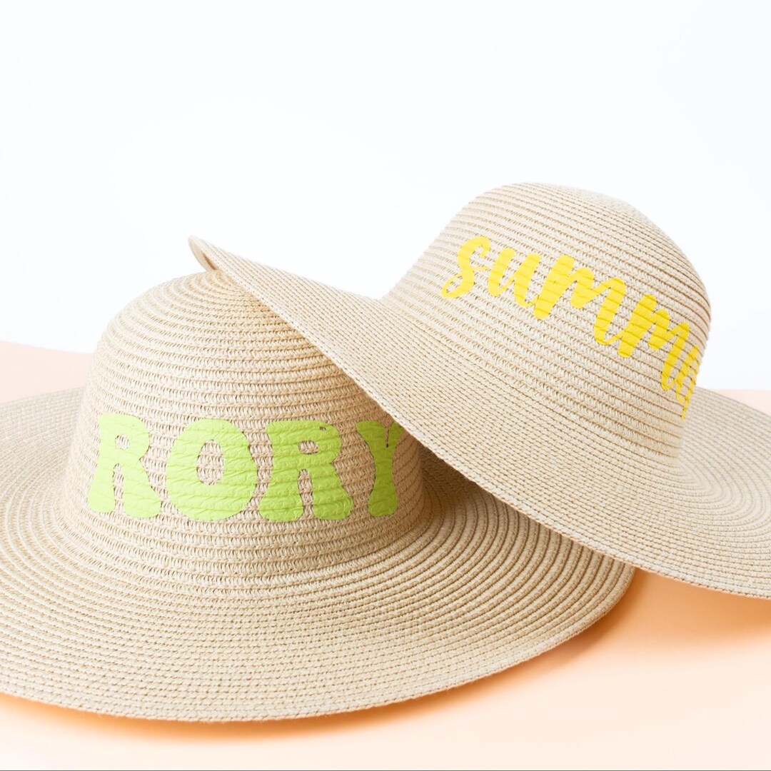 Custom Beach Hat , Personalized Straw Floppy Bridesmaid Hat , Bride ...