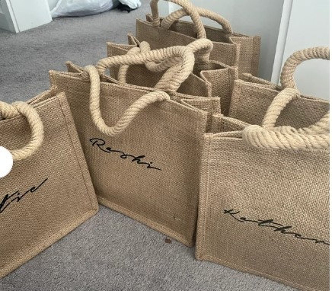 Bridesmaids Burlap Beach Bag Collection Burlap, Tote, Jelly, Jute, Knit Bag With Add-on Gifts ...