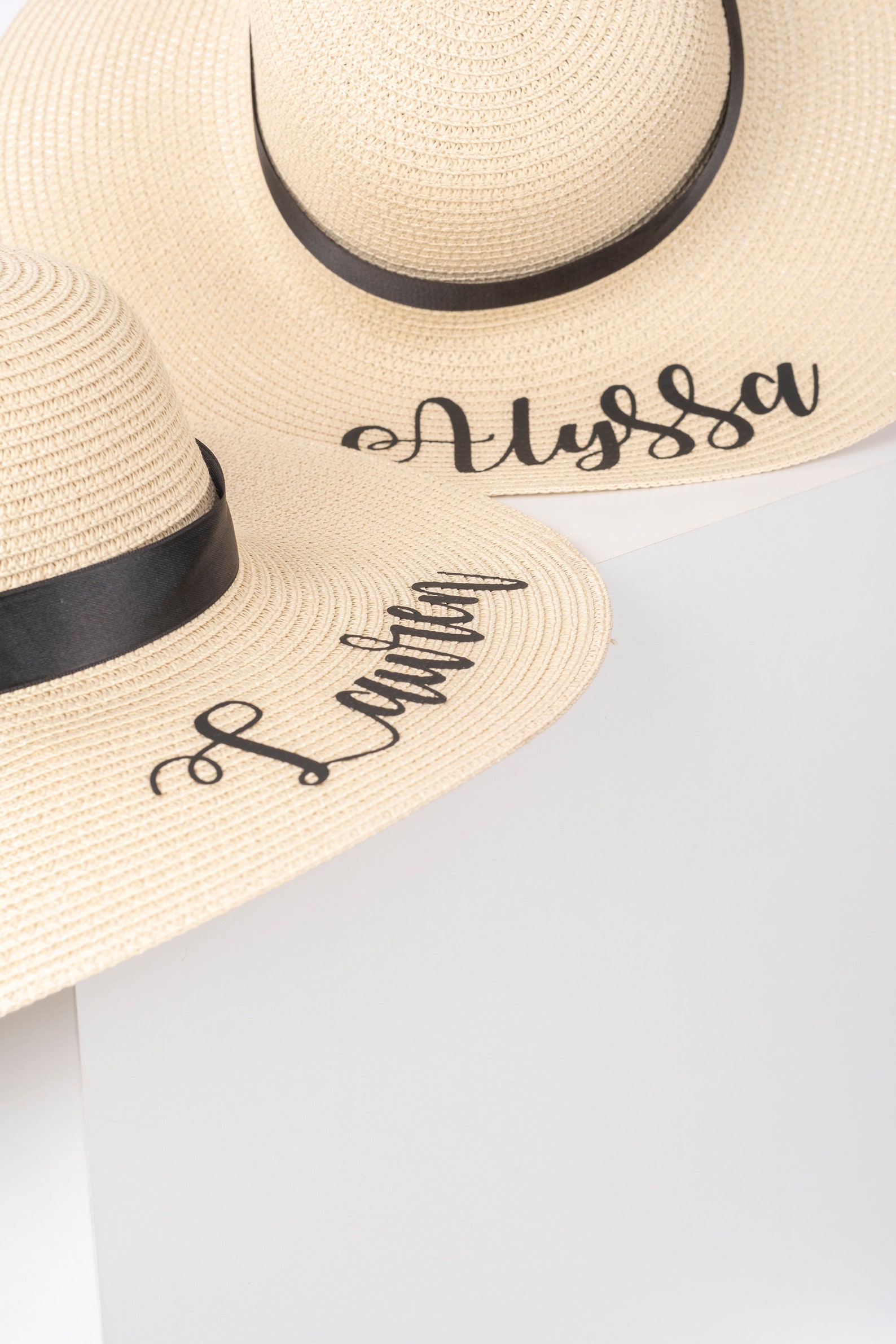 Custom Beach Hat , Personalized Straw Floppy Bridesmaid Hat , Bride ...