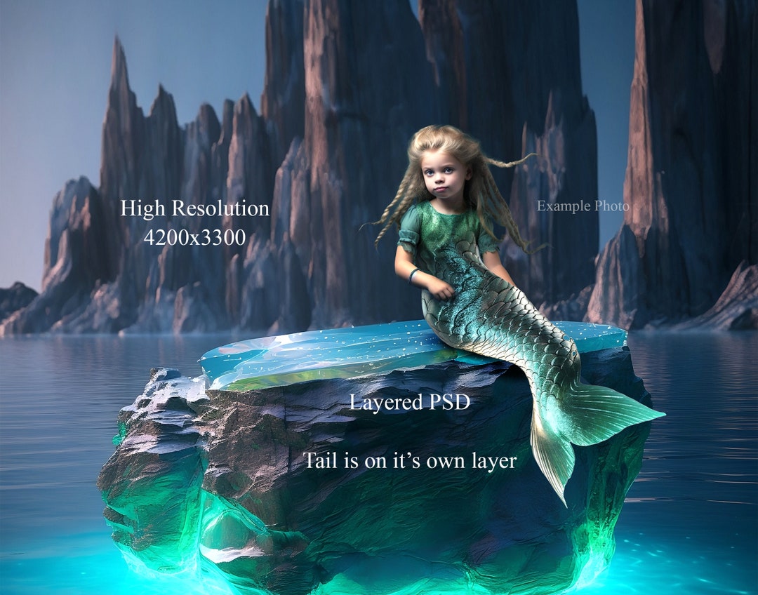 Mermaid Digital Background Layered Psd/tail is on Separate Layer/for ...