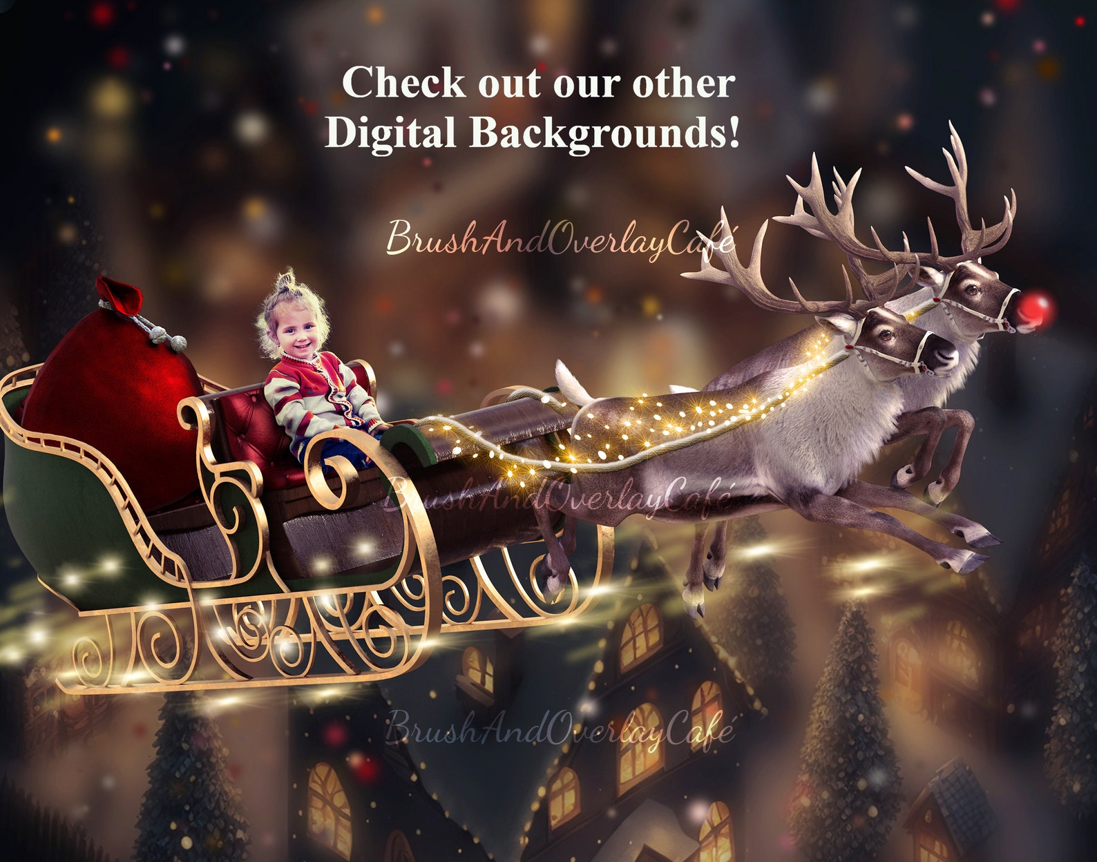 Rudolph the Red Nosed Reindeer Christmas Holiday Digital Backdrop ...