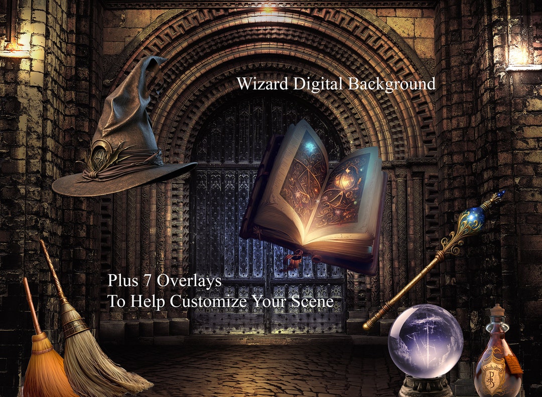 Digital Background for Photography With 7 Wizard Overlays as Layered ...