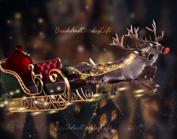 Santa Sleigh Flying Wallpaper