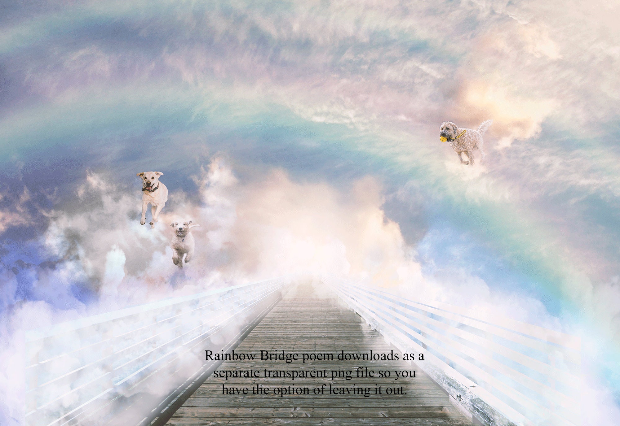 Rainbow Bridge Poem Pet Memorial Digital Backdrop/background for Fur ...