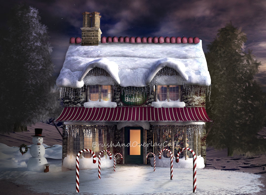 Gingerbread House Bakery Digital Background/backdrop for Photoshop ...