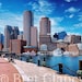 Boston Seaport's Fan Pier Boston Downtown Skyline View With Boats in ...