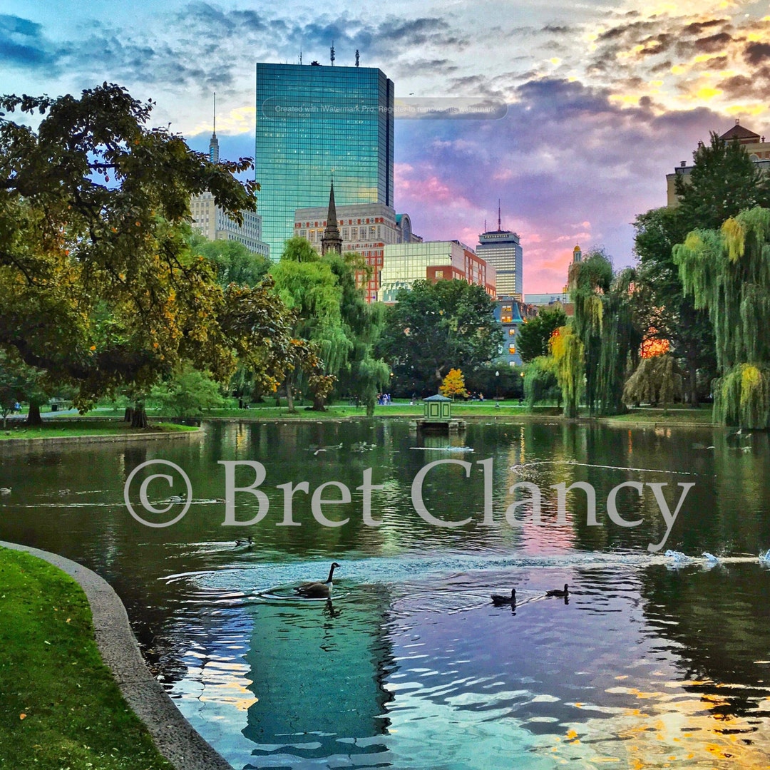 Stunning Boston Public Garden Sunset Reflection - Boston Back Bay ...