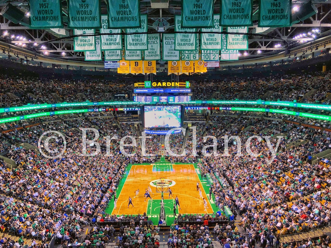 Panoramic Boston Celtics Basketball View at TD Garden - Jayson Tatum ...