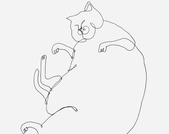 Cat line drawing | Etsy