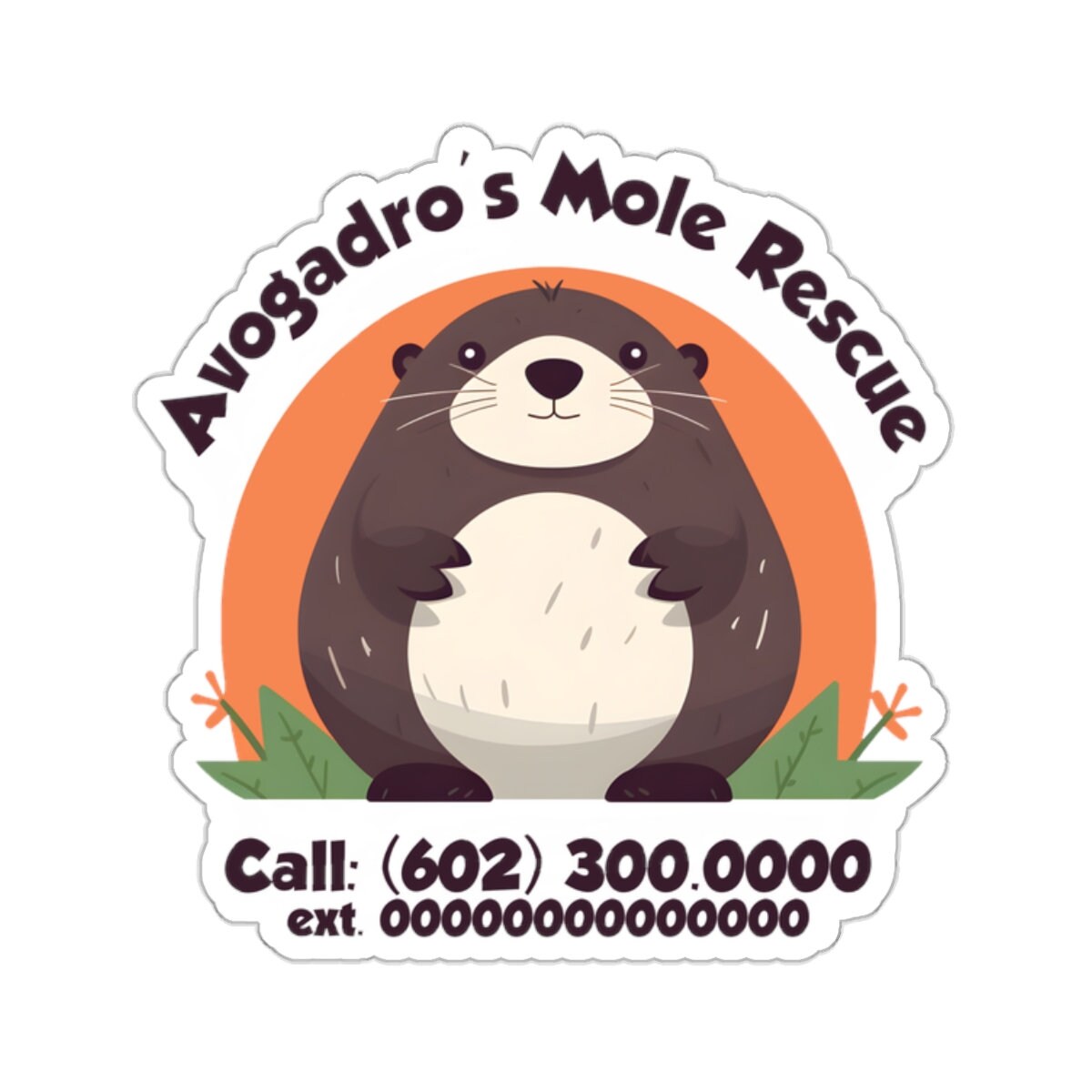 Avogadro's Mole Rescue - Funny Chemistry / Science Joke Sticker - Water ...