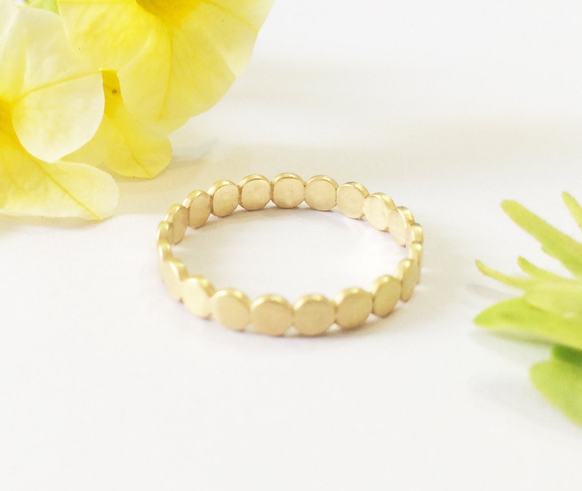 Unique Wedding Ring, Flat Circles Wedding Band, 14k Gold Wedding Ring ...