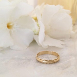 Delicate Gold Wedding Ring Unique Gold Wedding Band 14k Gold | Etsy