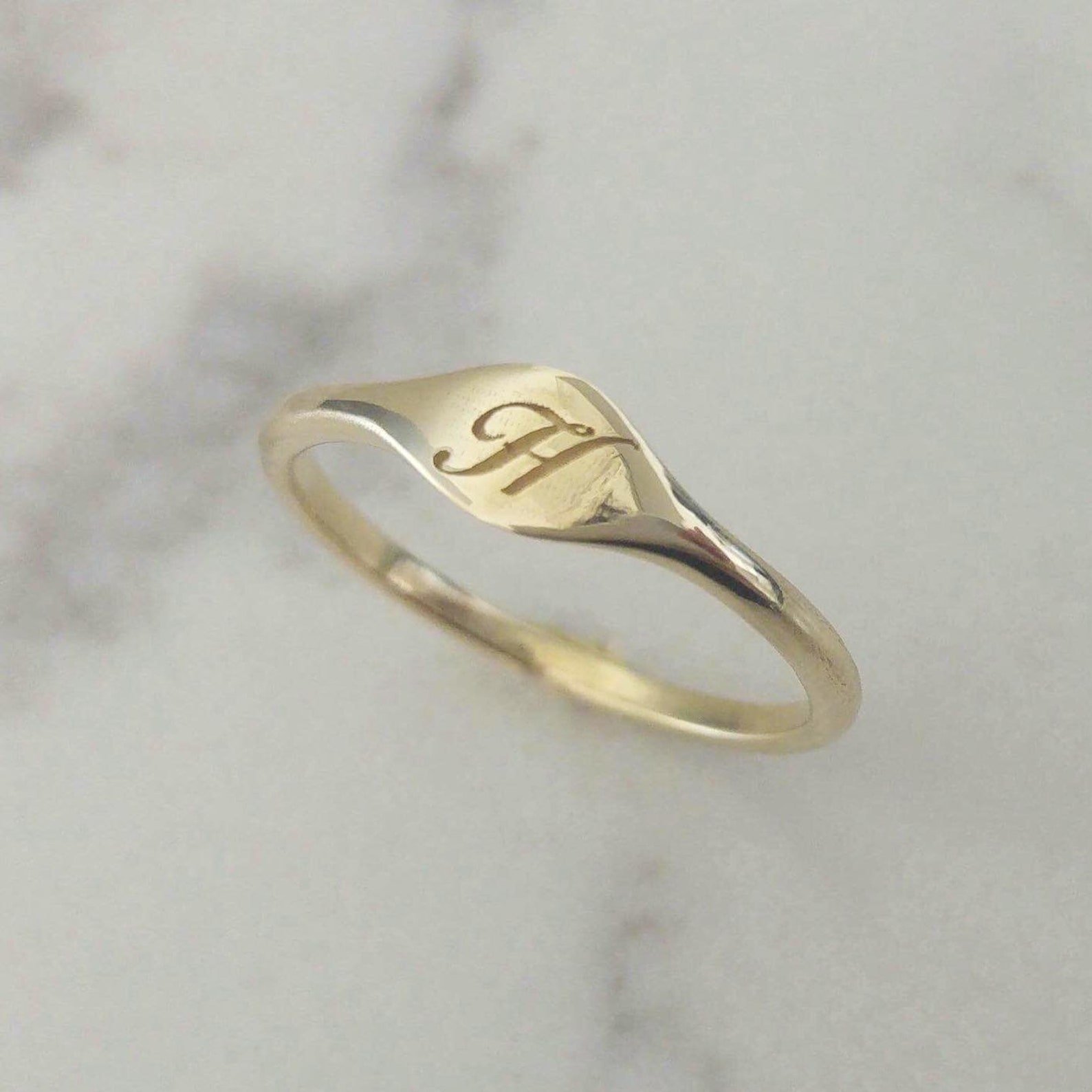 Monogram Ring, Gold Signet Ring , Engraved Signet Ring, Dainty Initial ...