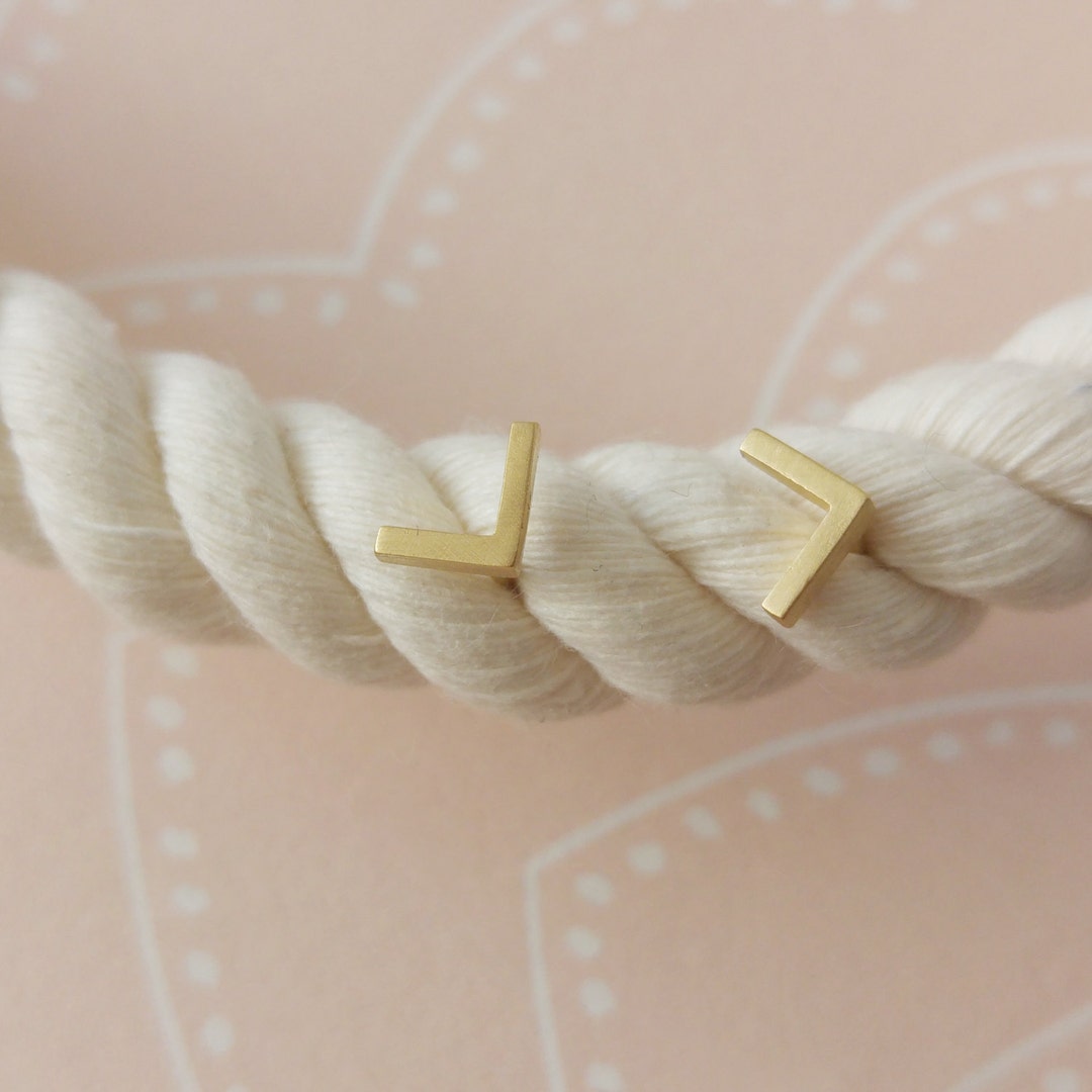 Mini Gold V Stud Earrings, Gold Chevron Studs, Geometric Gold Stud ...