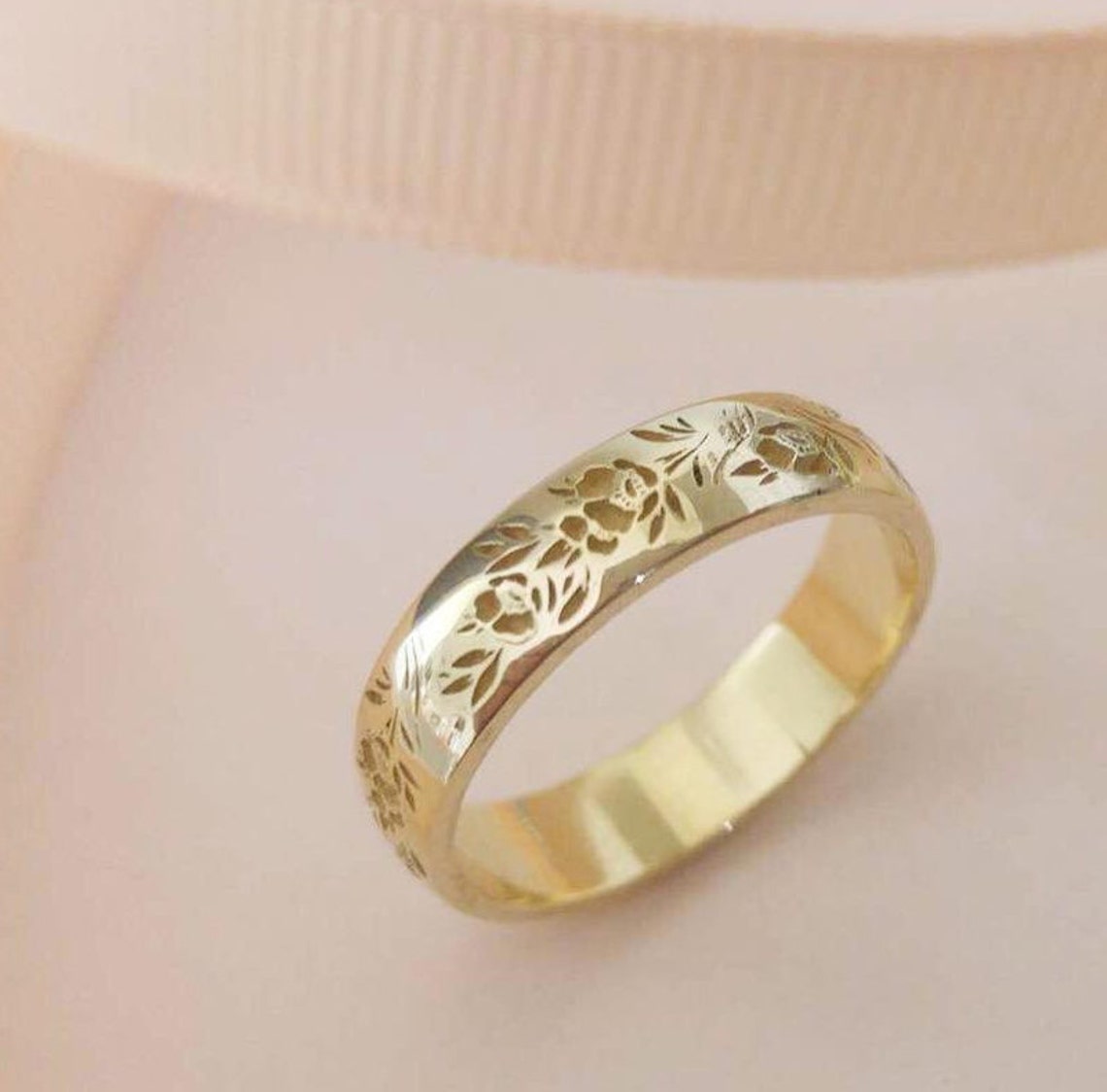 Flower Wedding Band Vintage Style Floral Ring for Women - Etsy