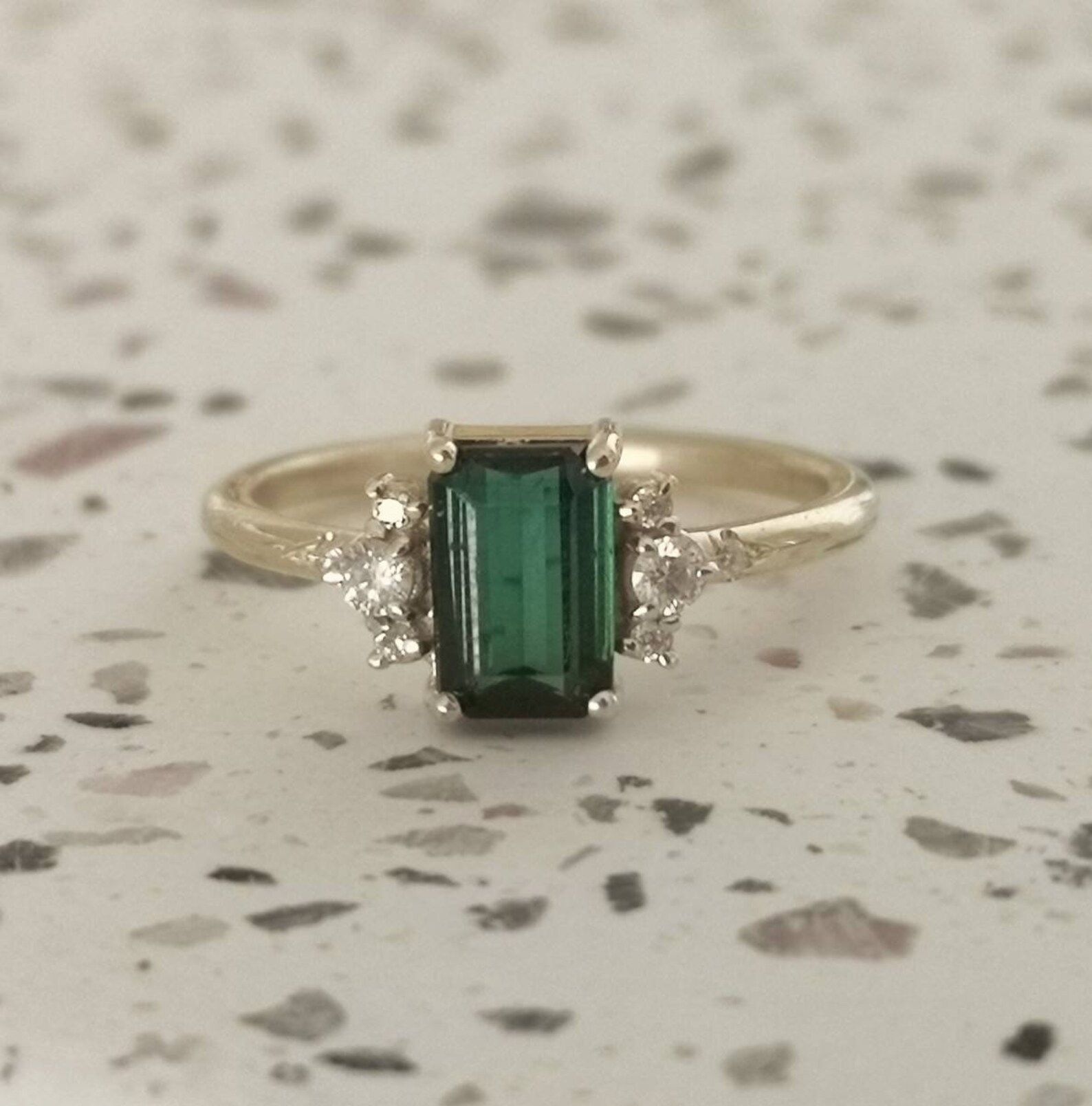 Tourmaline Engagement Ring Unique Tourmaline Ring Emerald | Etsy