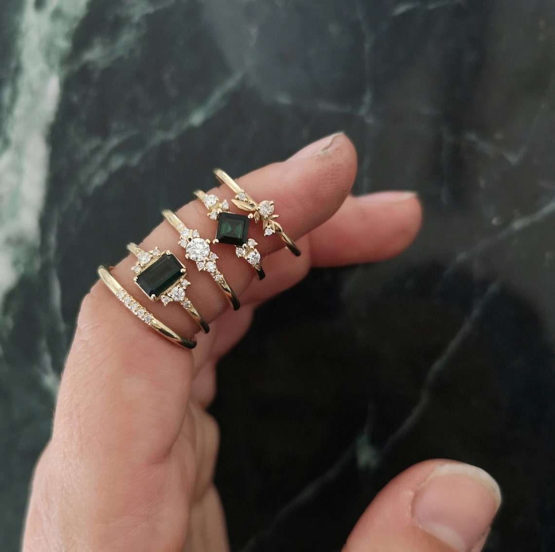 Delicate Engagement Ring Dainty Diamond Ring Thin Gold | Etsy