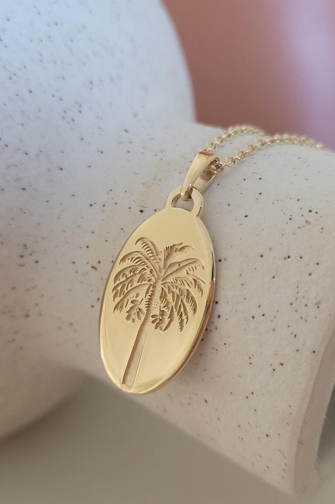 Palm Tree Pendant, 14k Gold Date Palm Pendant - Etsy
