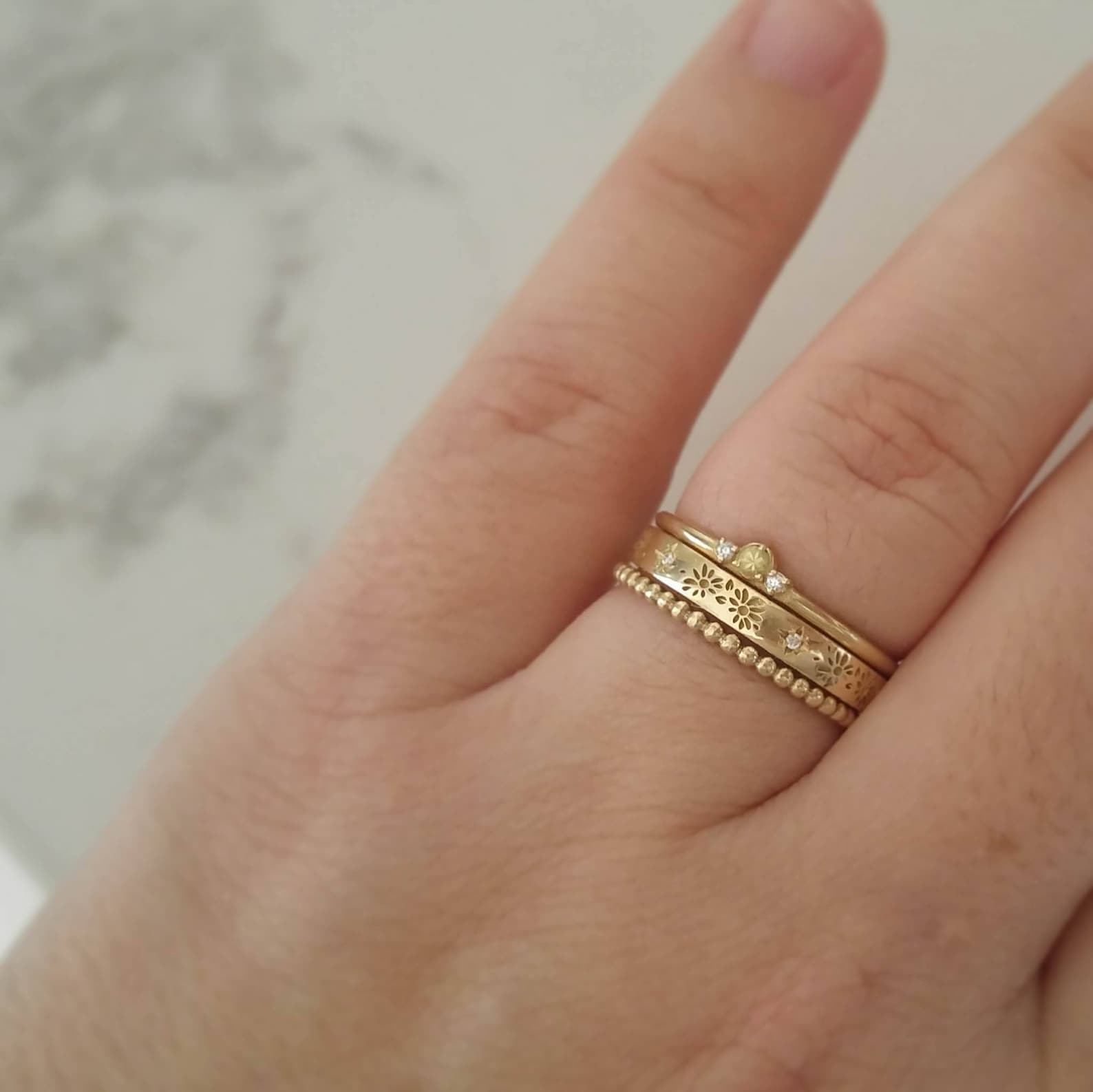 Floral Wedding Band Set Unique Wedding Band for Women Daisy | Etsy