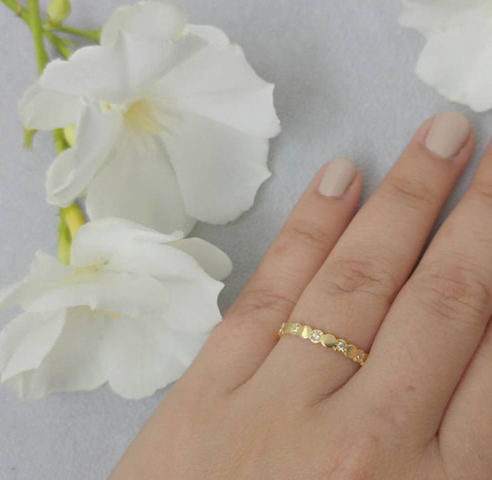 Unique Wedding Ring Flat Circles Wedding Band 14k Gold - Etsy