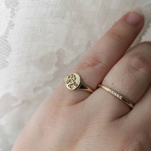 Rose Signet Ring, Flower Signet Ring, 14k Gold Rose Signet Ring ...