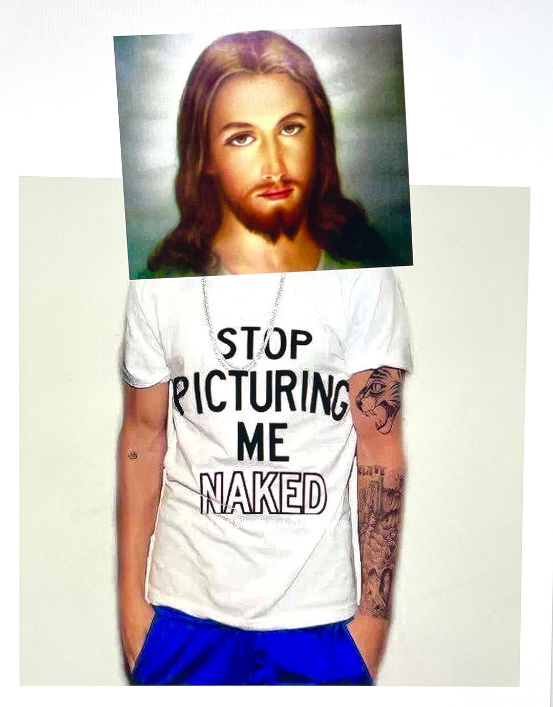 NAKED JESUS Humor Religious Jesus Tshirt Photo Wall Art Collage - Etsy
